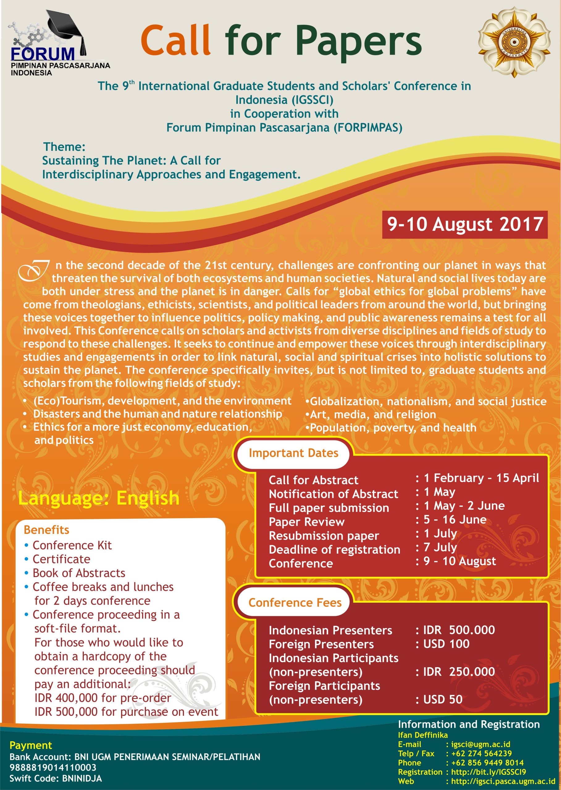 Call for Papers The 9th International Graduate Students and Scholars ...