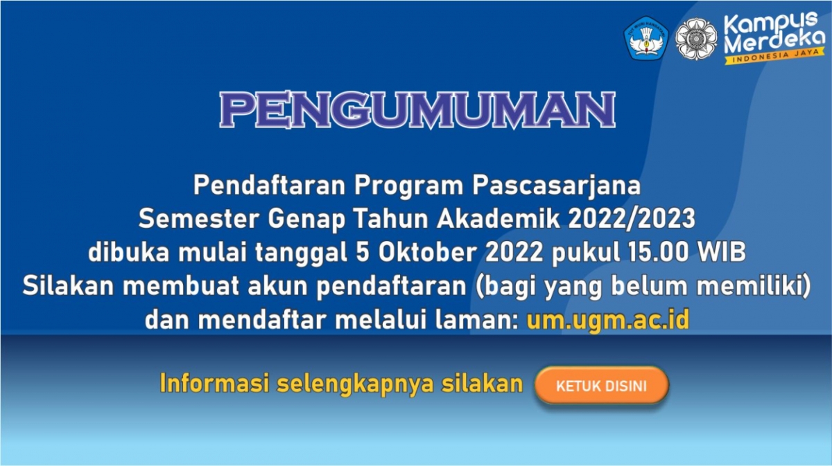 Penerimaan Mahasiswa Baru Program Pascasarjana Semester Genap TA 2022/2023 – Sekolah Pascasarjana