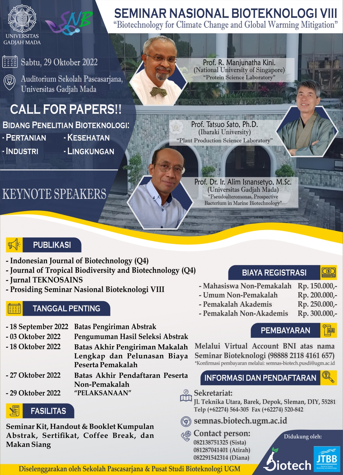 Seminar Nasional Bioteknologi VIII: “Biotechnology for Climate Change ...