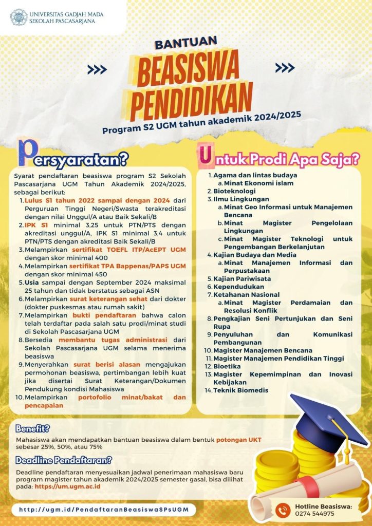 Sekolah Pascasarjana kembali Salurkan Beasiswa Pendidikan Program Magister (S2) Tahun 2024/2025 ...